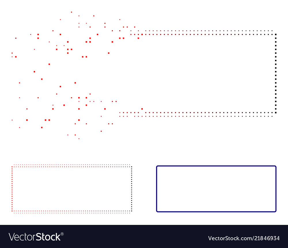 Shredded dotted halftone rounded rectangle frame Vector Image