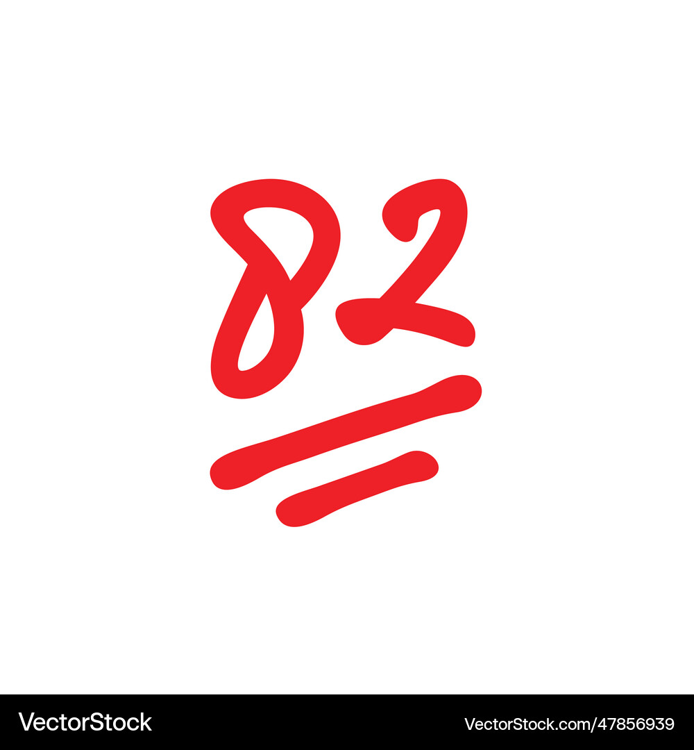82 points test mark eighty two points test result Vector Image