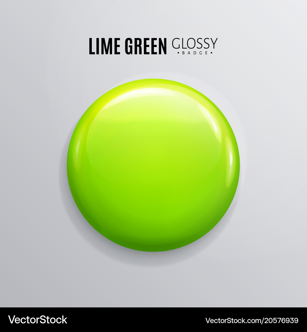 Blank lime green glossy badge or button Royalty Free Vector