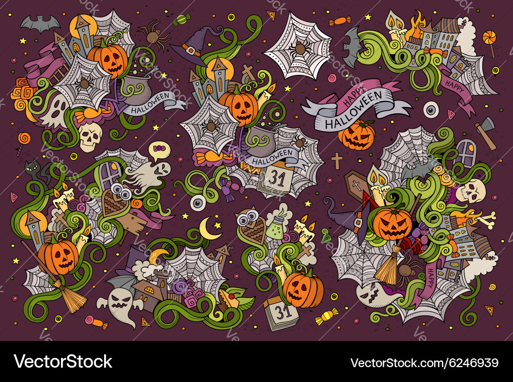 Colorful hand drawn doodle cartoon set Royalty Free Vector