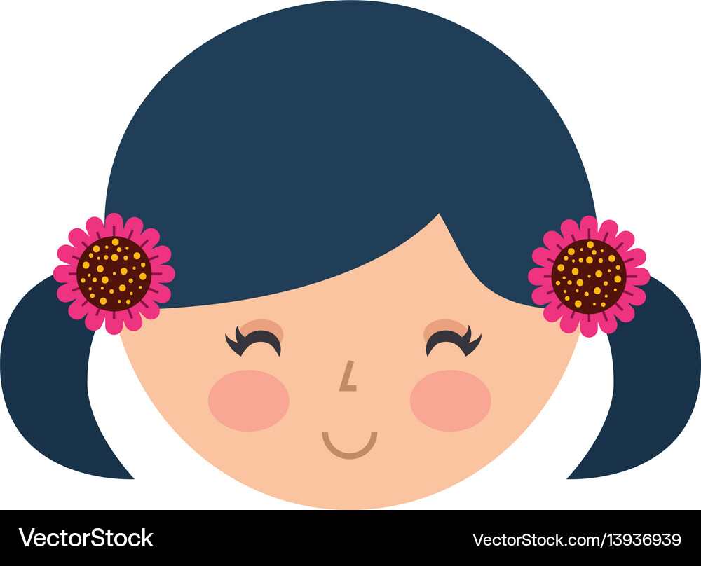 Cute japanese doll head Royalty Free Vector Image