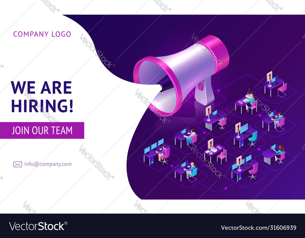 Hiring agency human resources isometric landing Vector Image Hiring agency human resources isometric landing Vector Image