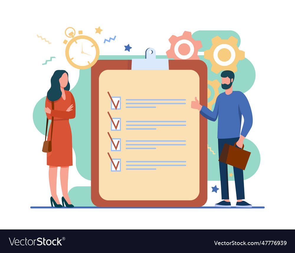Managers with task list Royalty Free Vector Image