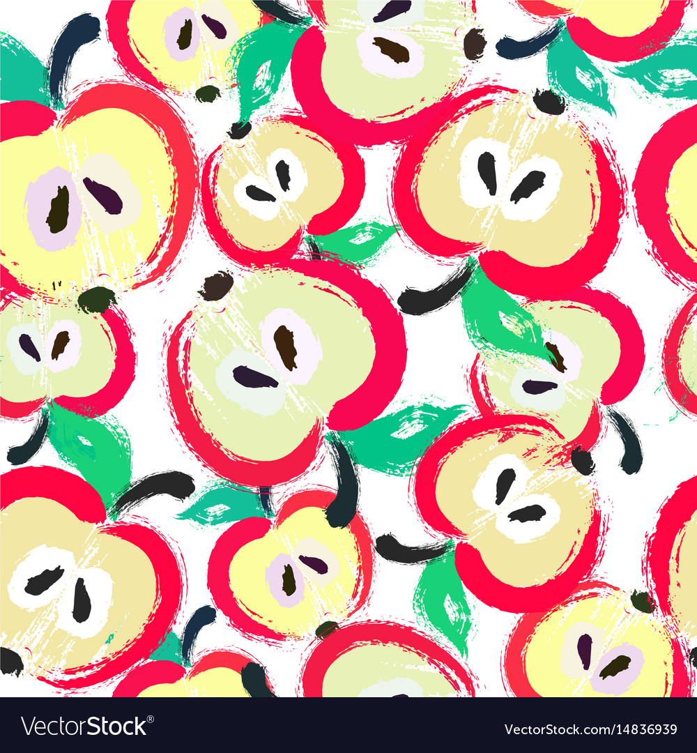 Painted apple pattern background Royalty Free Vector Image