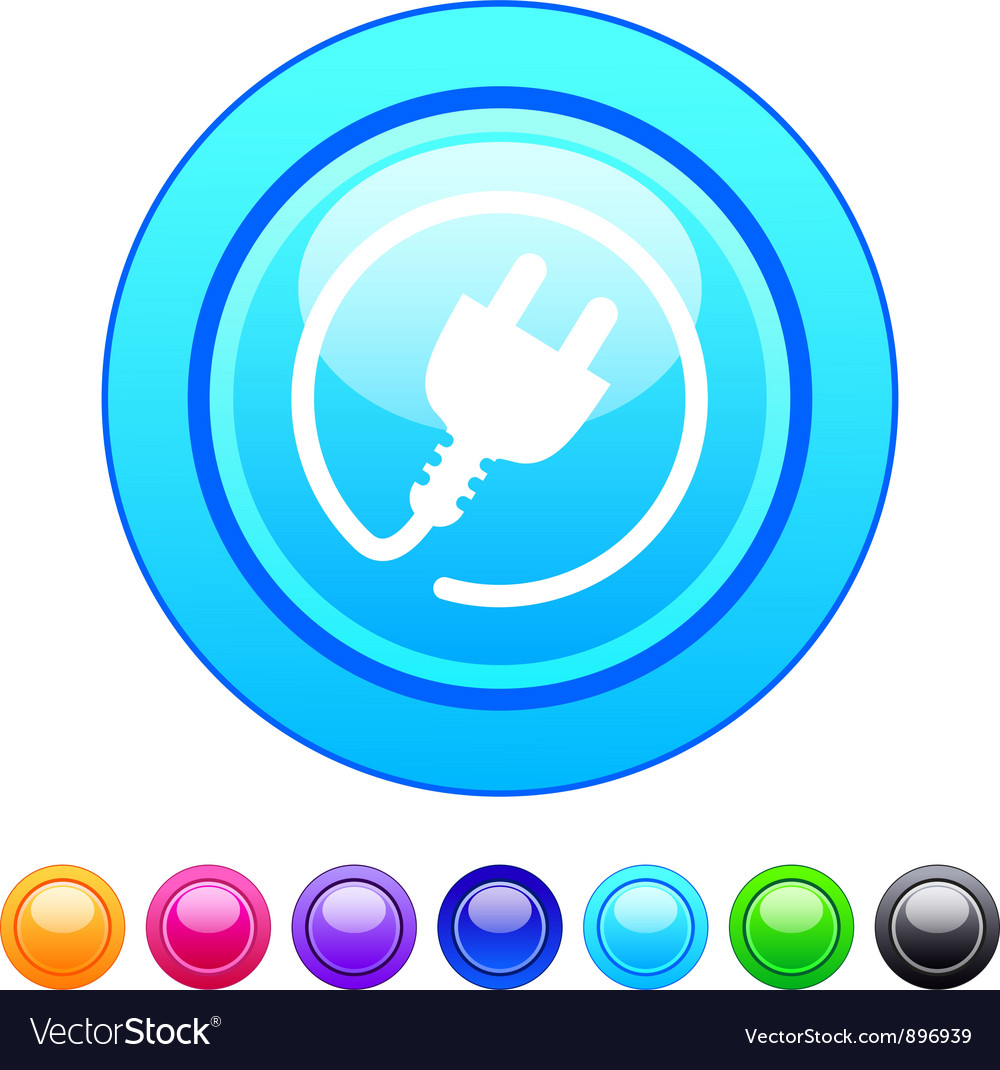 Power plug circle button Royalty Free Vector Image