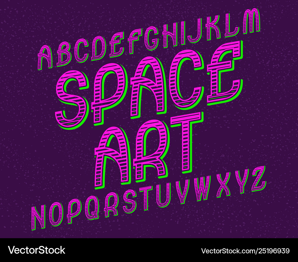 Space art typeface retro font isolated english Vector Image