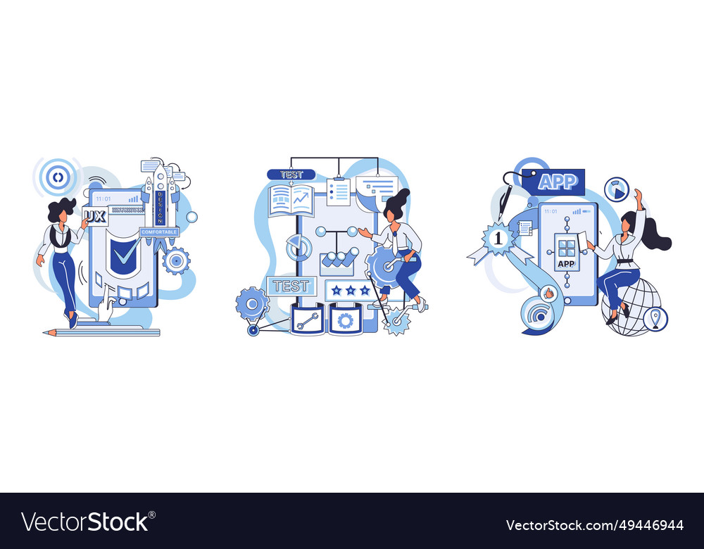 Application Testing Metaphor Software Royalty Free Vector