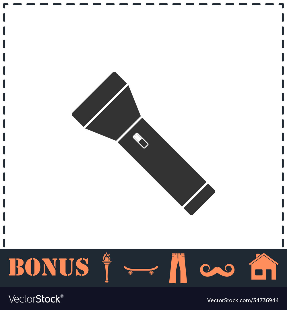 Flashlight icon flat Royalty Free Vector Image