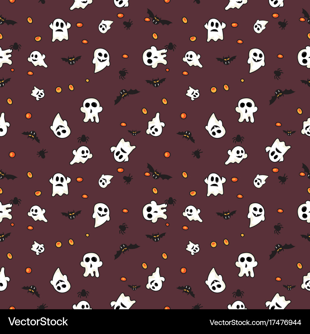 Halloween pattern black bats white ghost Vector Image