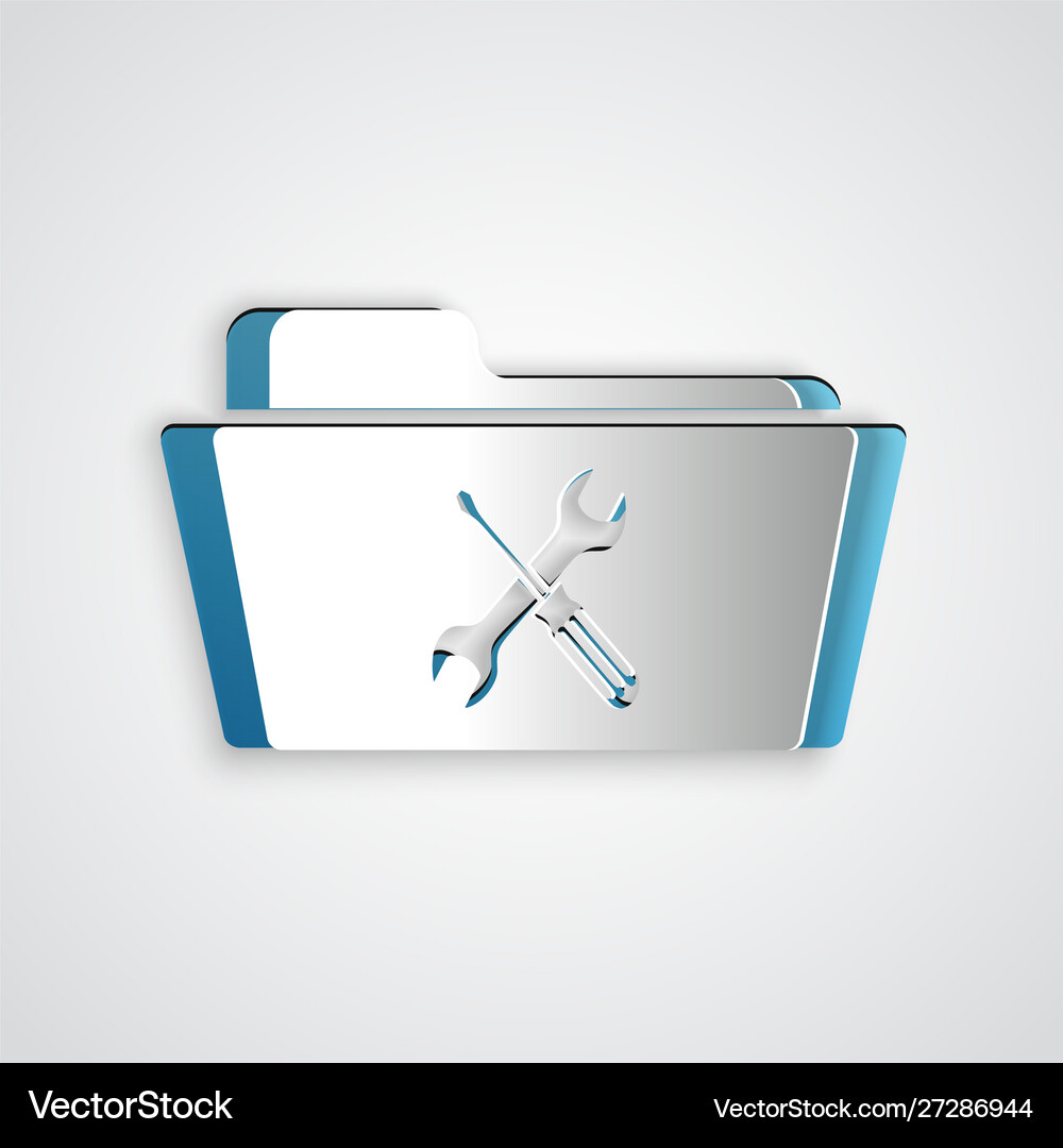 Paper cut folder with screwdriver and wrench icon Vector Image