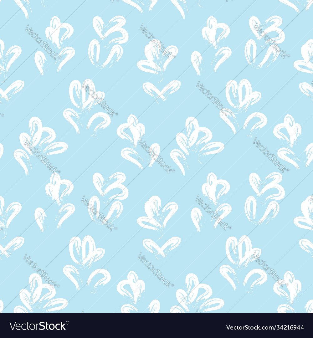 Sky blue floral brush strokes seamless pattern Vector Image