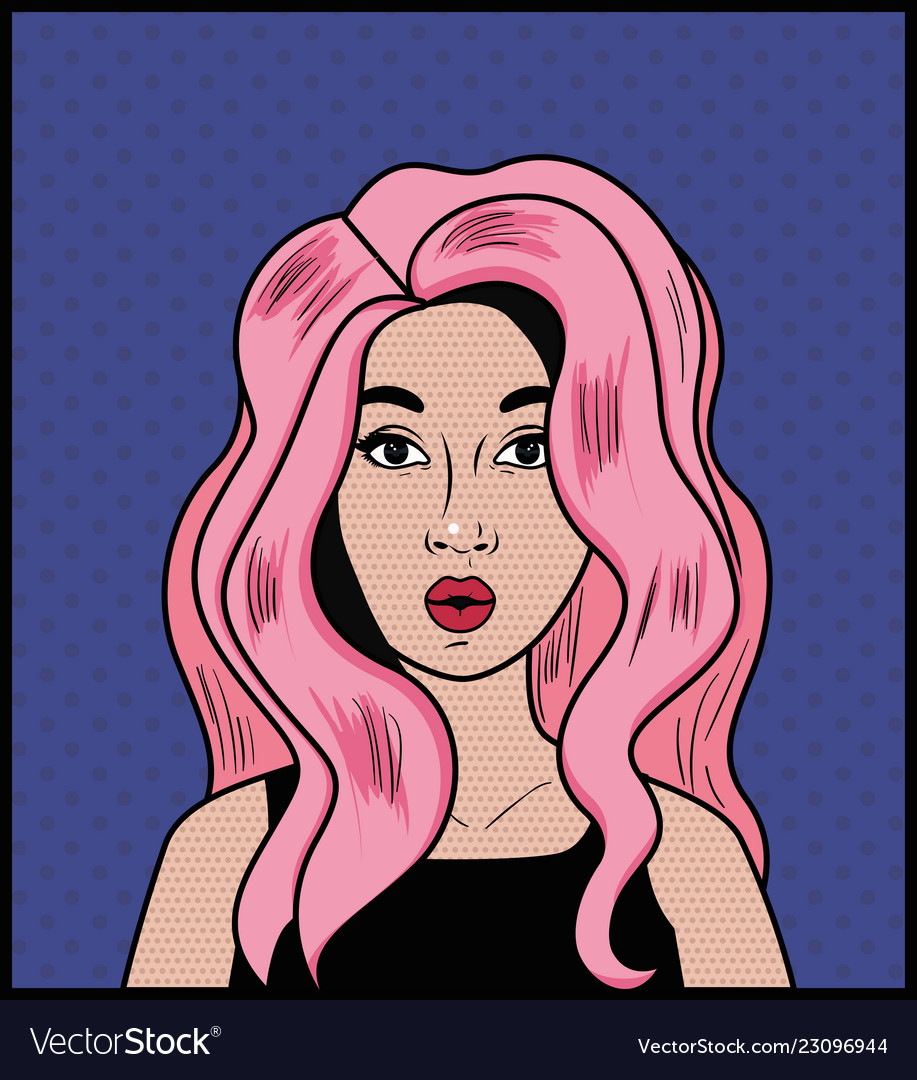 Woman With Pink Hair Pop Art Style Royalty Free Vector Image