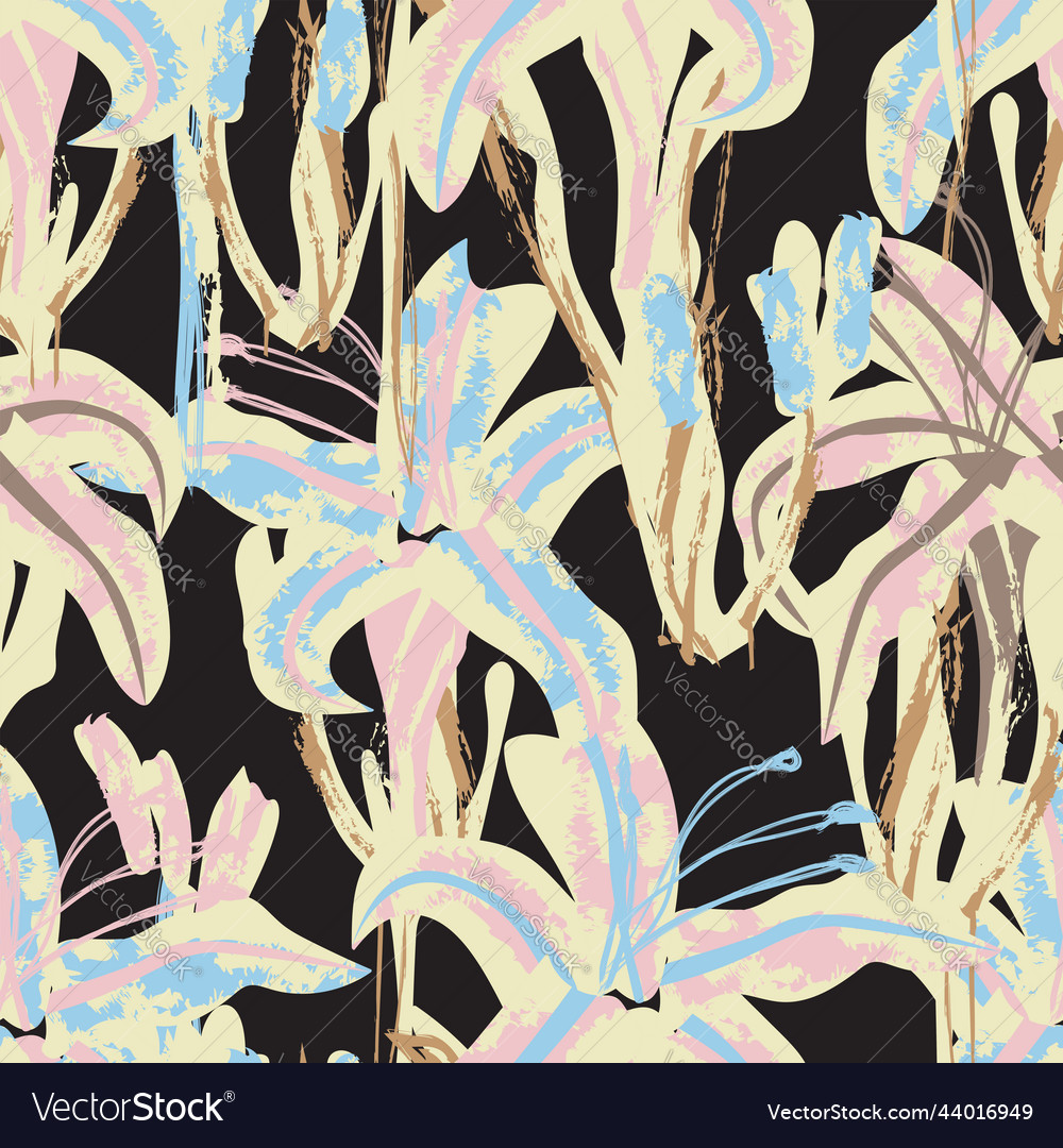 Floral brush strokes seamless pattern design Vector Image