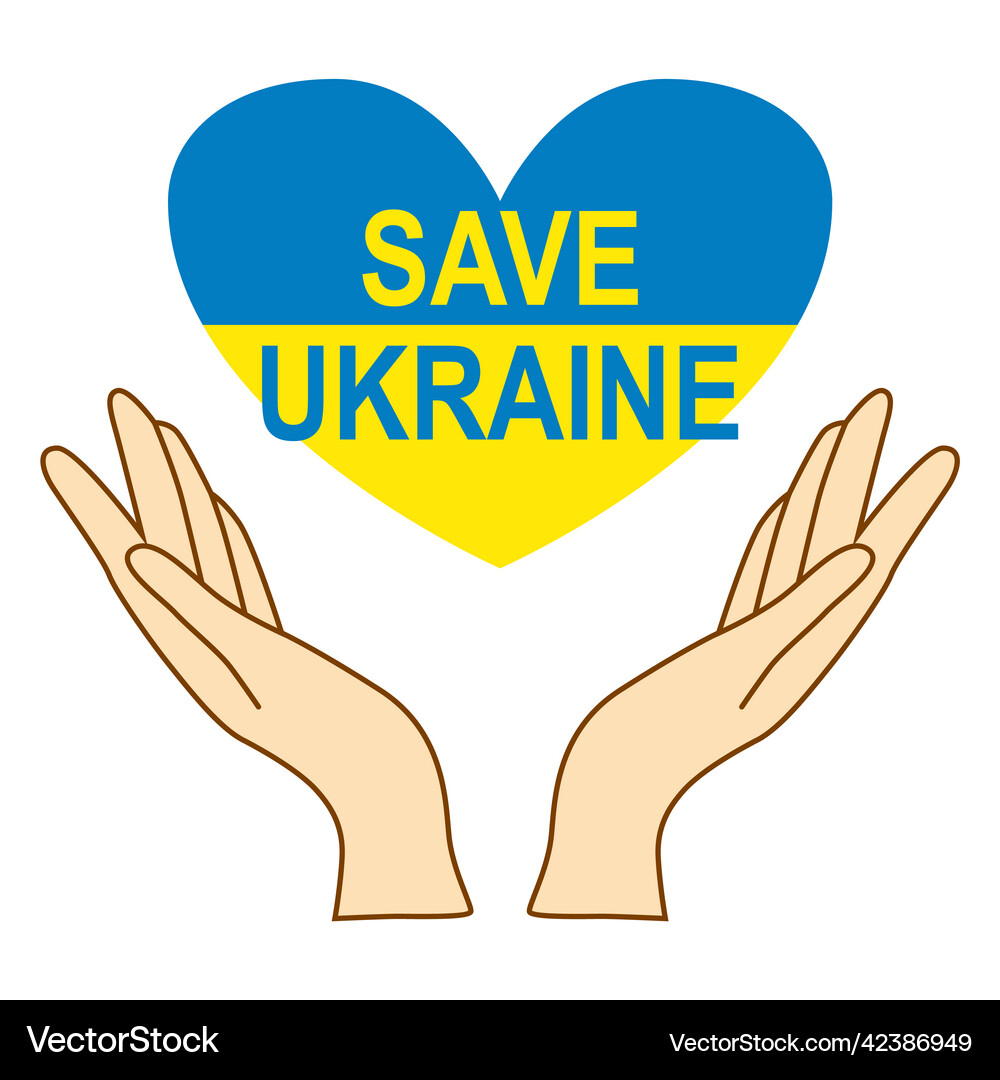 Help ukraine hands ukrainian national colors Vector Image