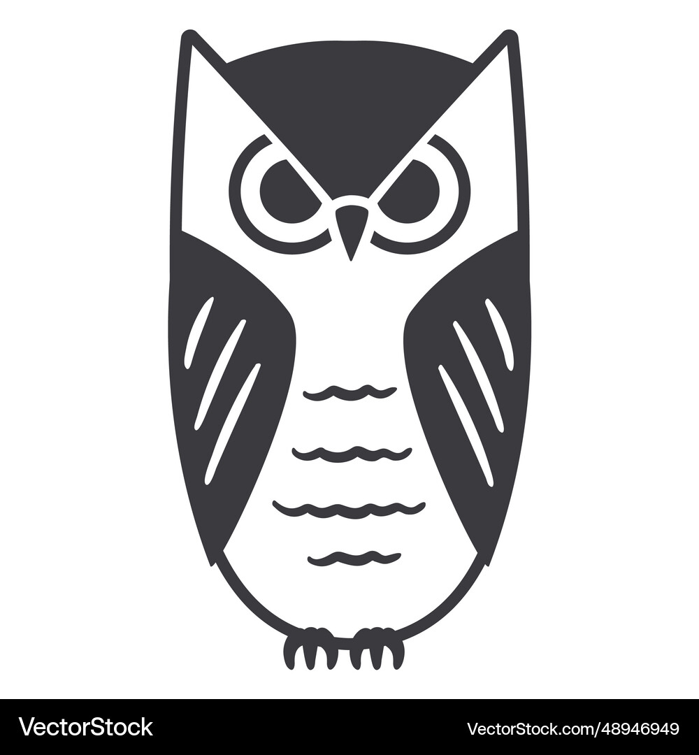 Owl eyes open stare flat Royalty Free Vector Image