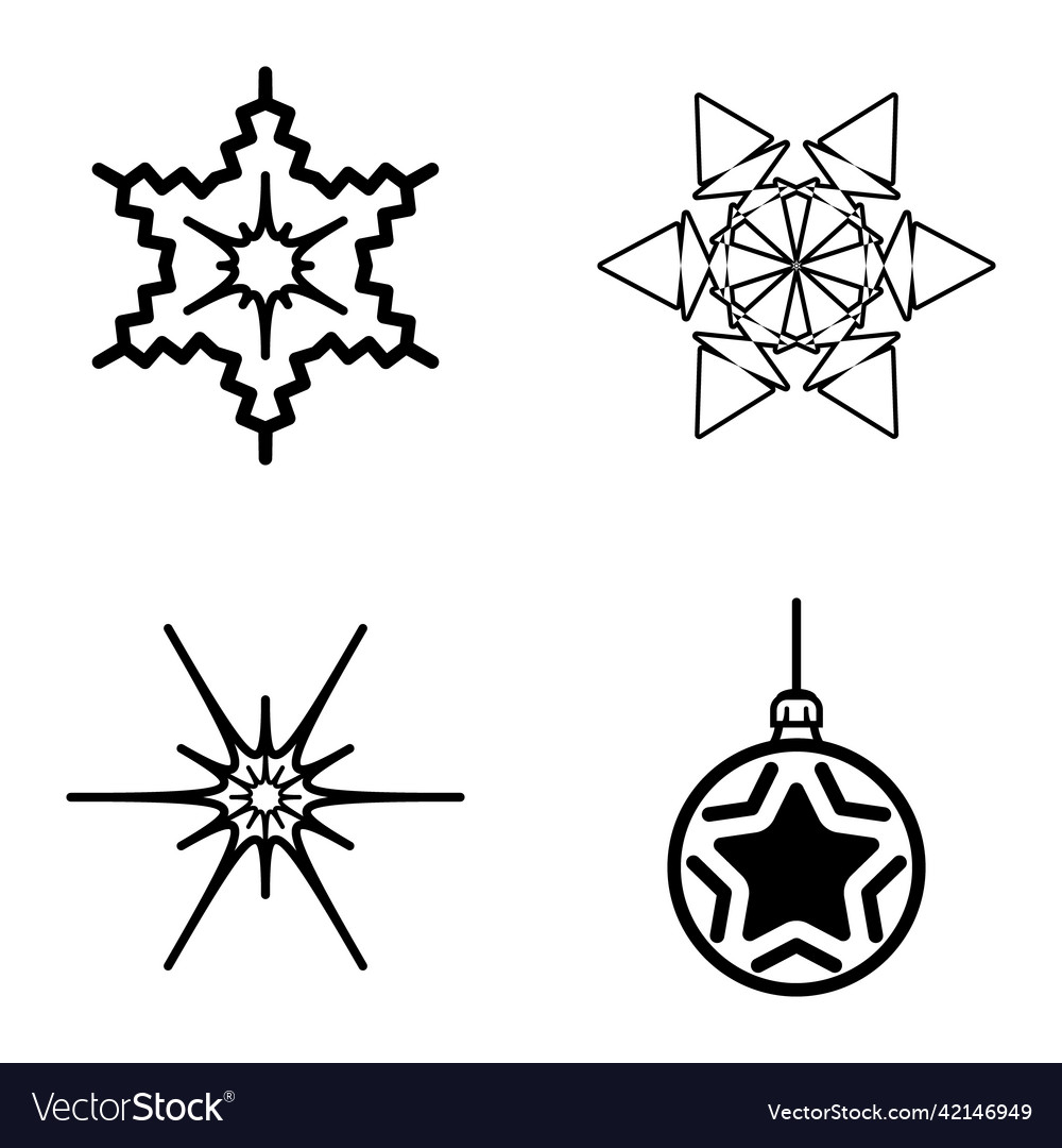 Snowflakes flat icon set isolated on white Vector Image