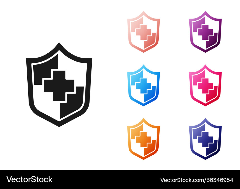 Black life insurance with shield icon isolated Vector Image