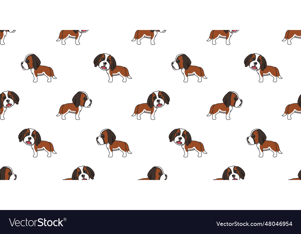 Cartoon cute saint bernard dog seamless pattern Vector Image Cartoon cute saint bernard dog seamless pattern Vector Image