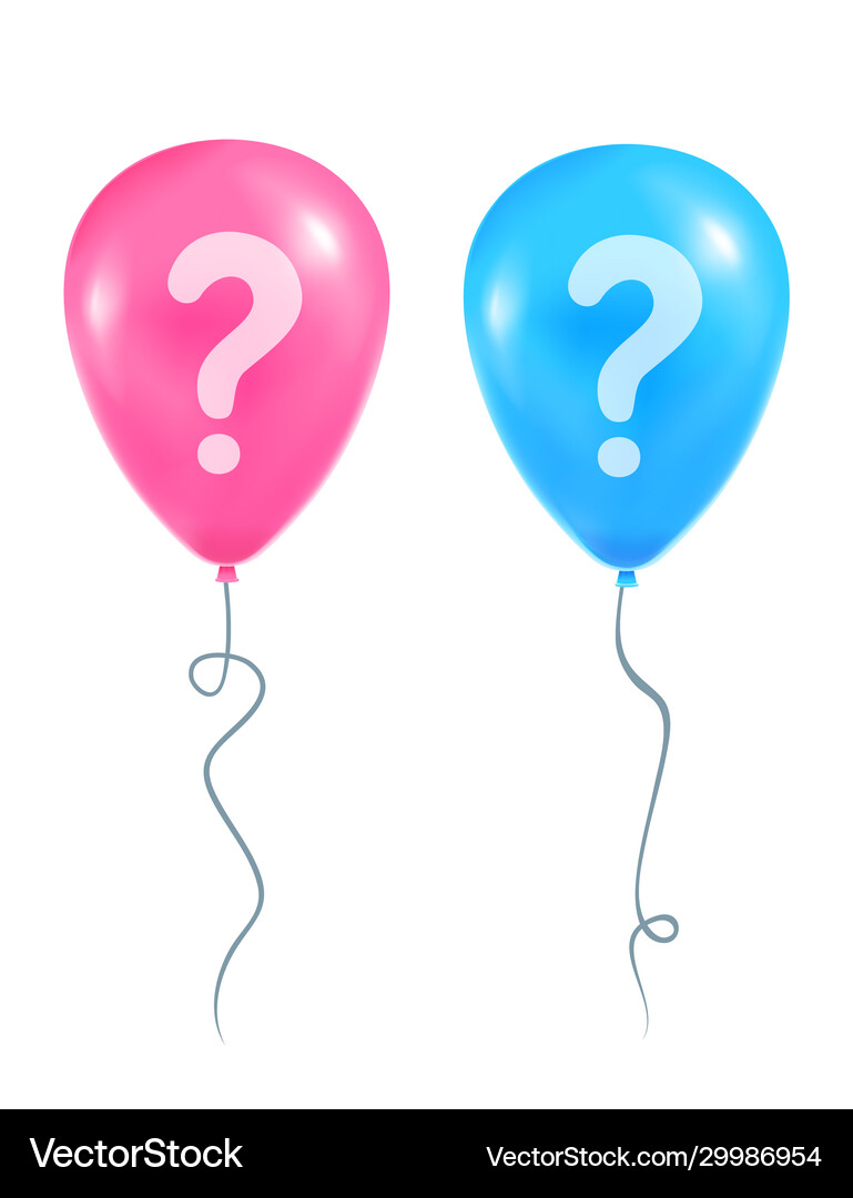 Two balloon blue and pink color with question mark