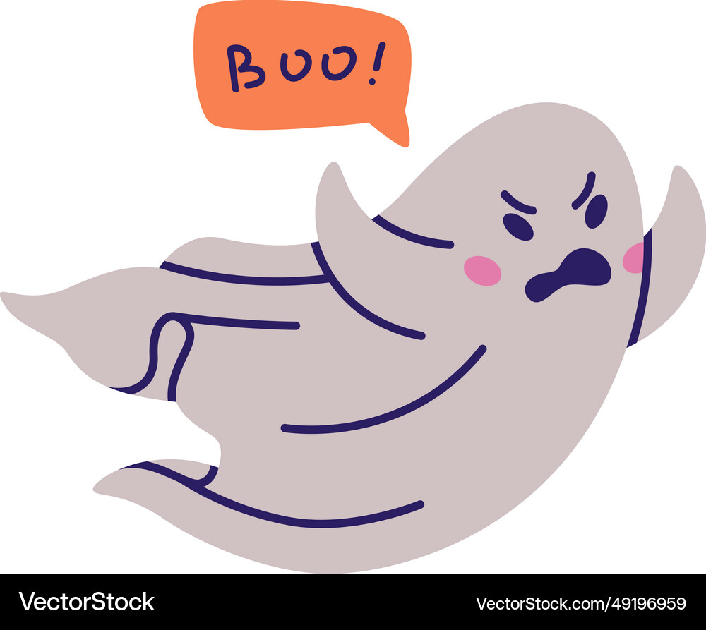 Cute ghost character as flying poltergeist Vector Image