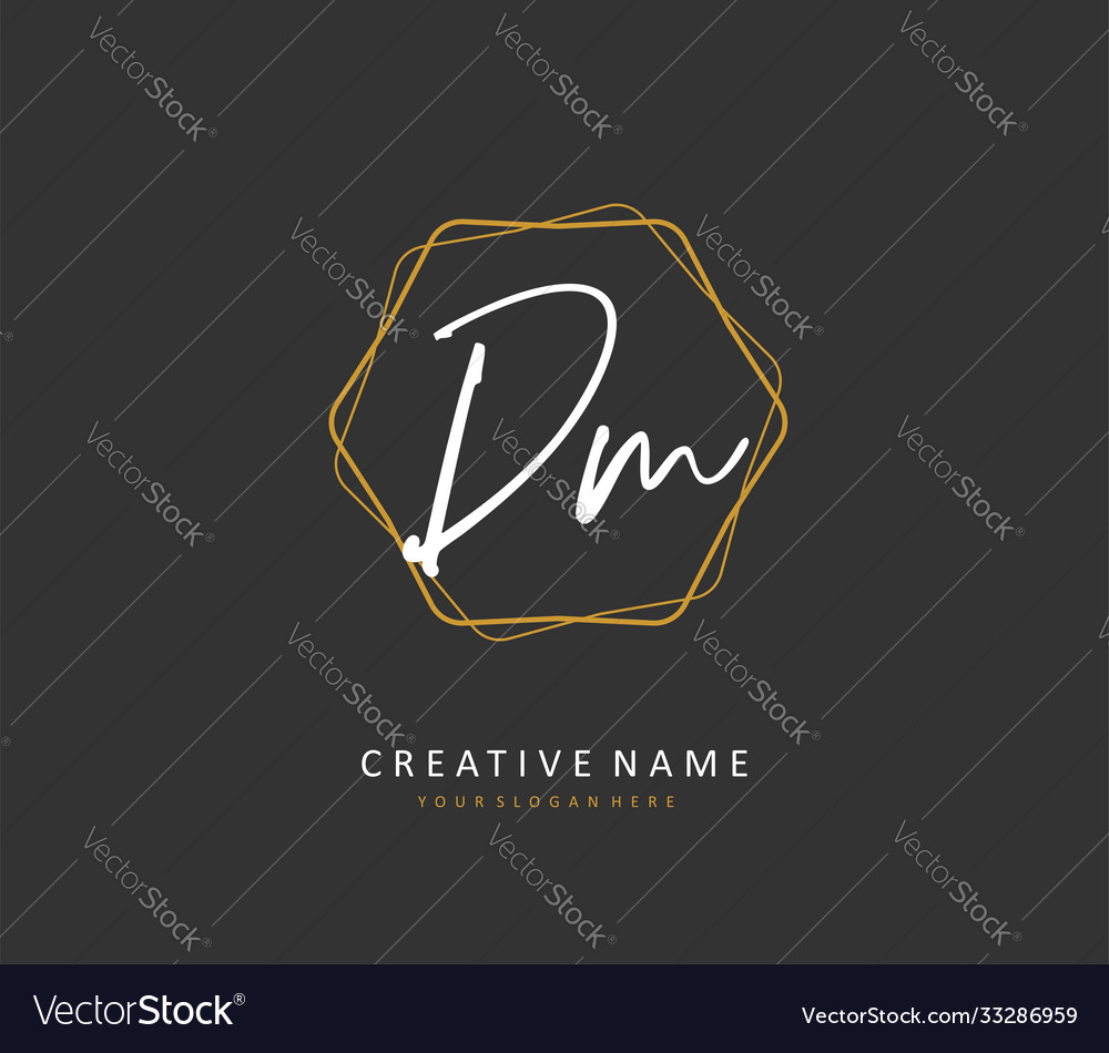 D m dm initial letter handwriting and signature Vector Image