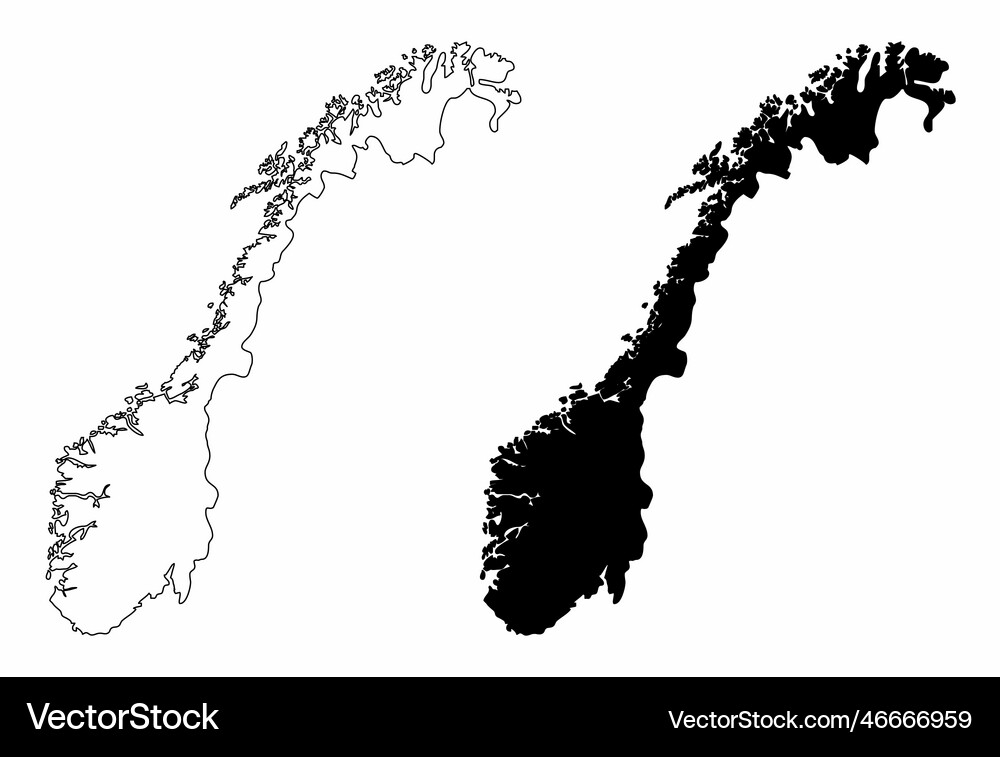 Norway contour maps Royalty Free Vector Image - VectorStock