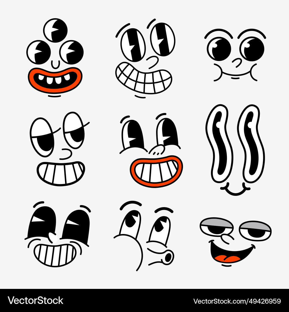 Retro Groovy Smiley Faces Royalty Free Vector Image