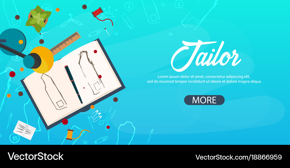 Tailor and seamstress banner sewing kit Royalty Free Vector
