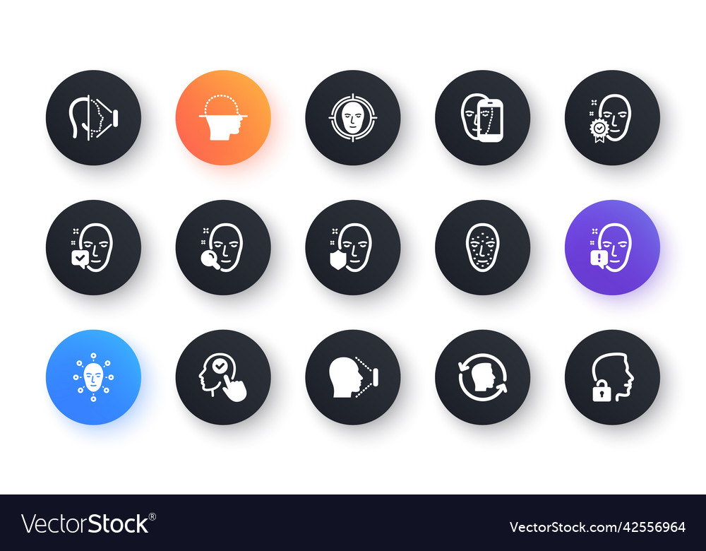 Face recognize icons biometrics detection Vector Image Face recognize icons biometrics detection Vector Image