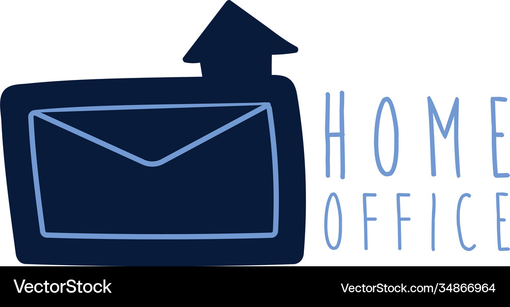Home office lettering campaign with envelope flat Vector Image