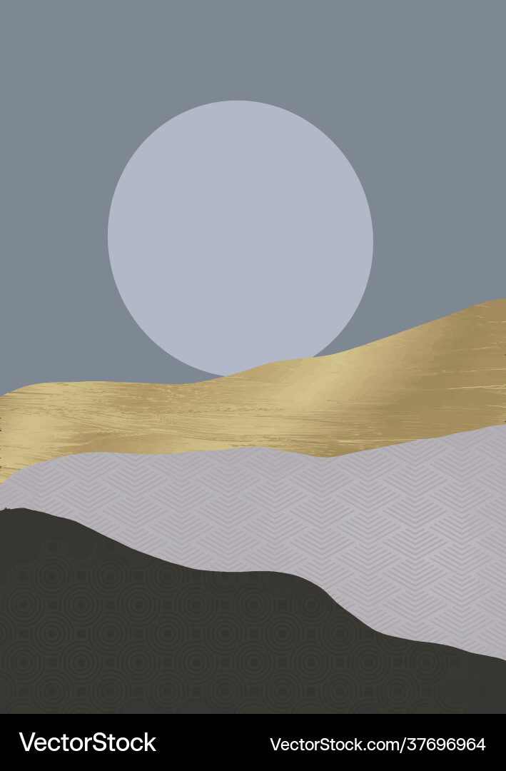 Minimalistic japanese themed landscape background Vector Image