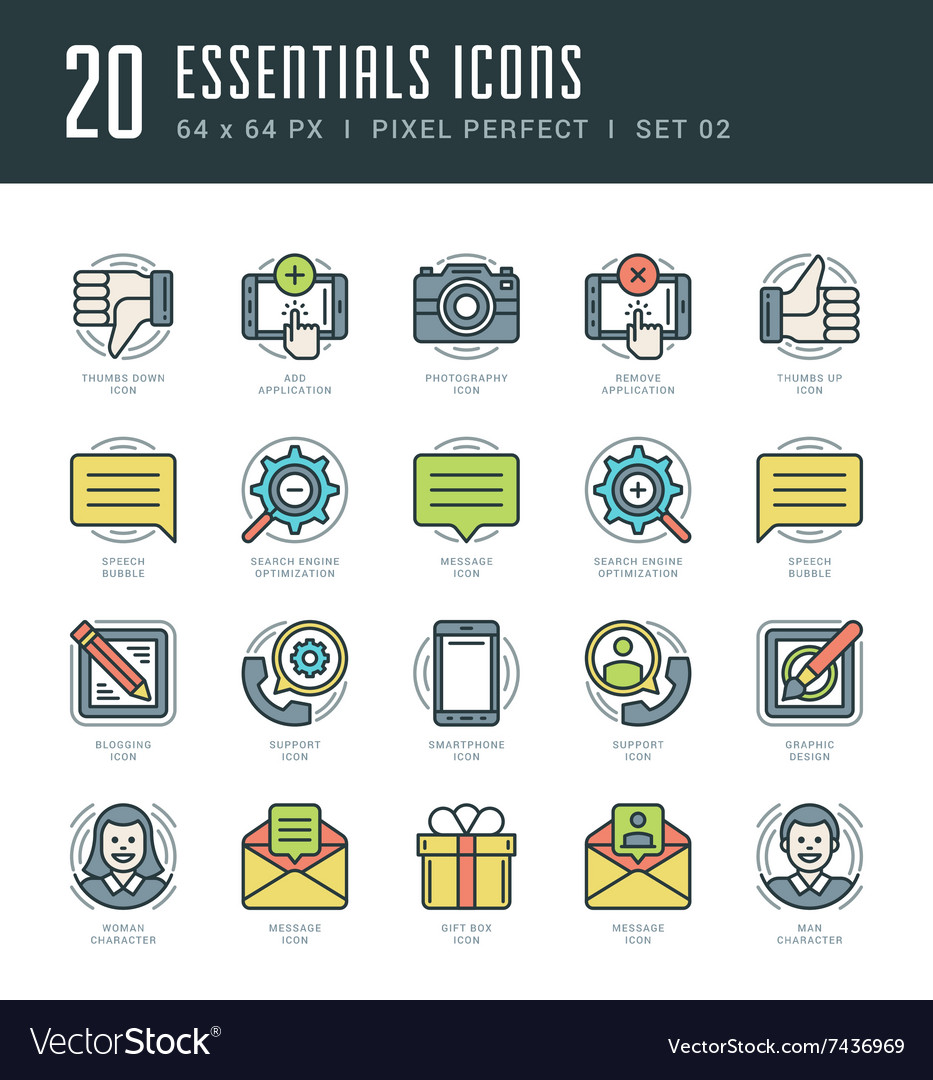 Flat line icons set trendy modern thin linear Vector Image