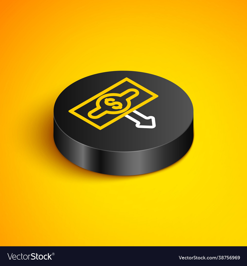 Isometric line dollar rate decrease icon isolated Vector Image