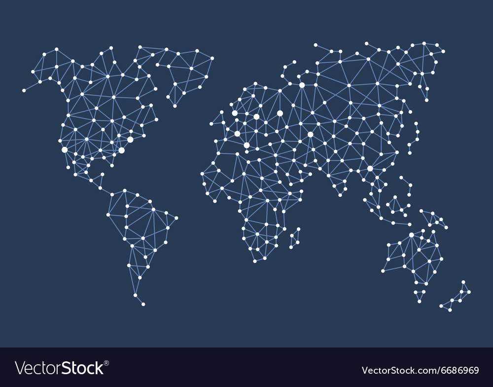 Triangle polygonal style world map on dark Vector Image Triangle polygonal style world map on dark Vector Image