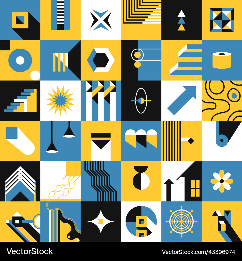Abstract prints squares and geometric shapes Vector Image