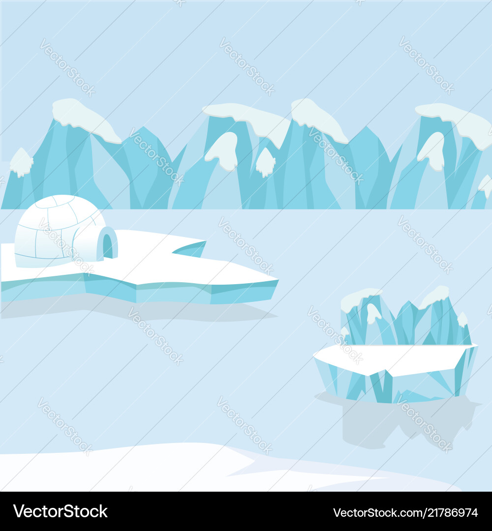 Arctic iceberg and mountains in the snow Vector Image