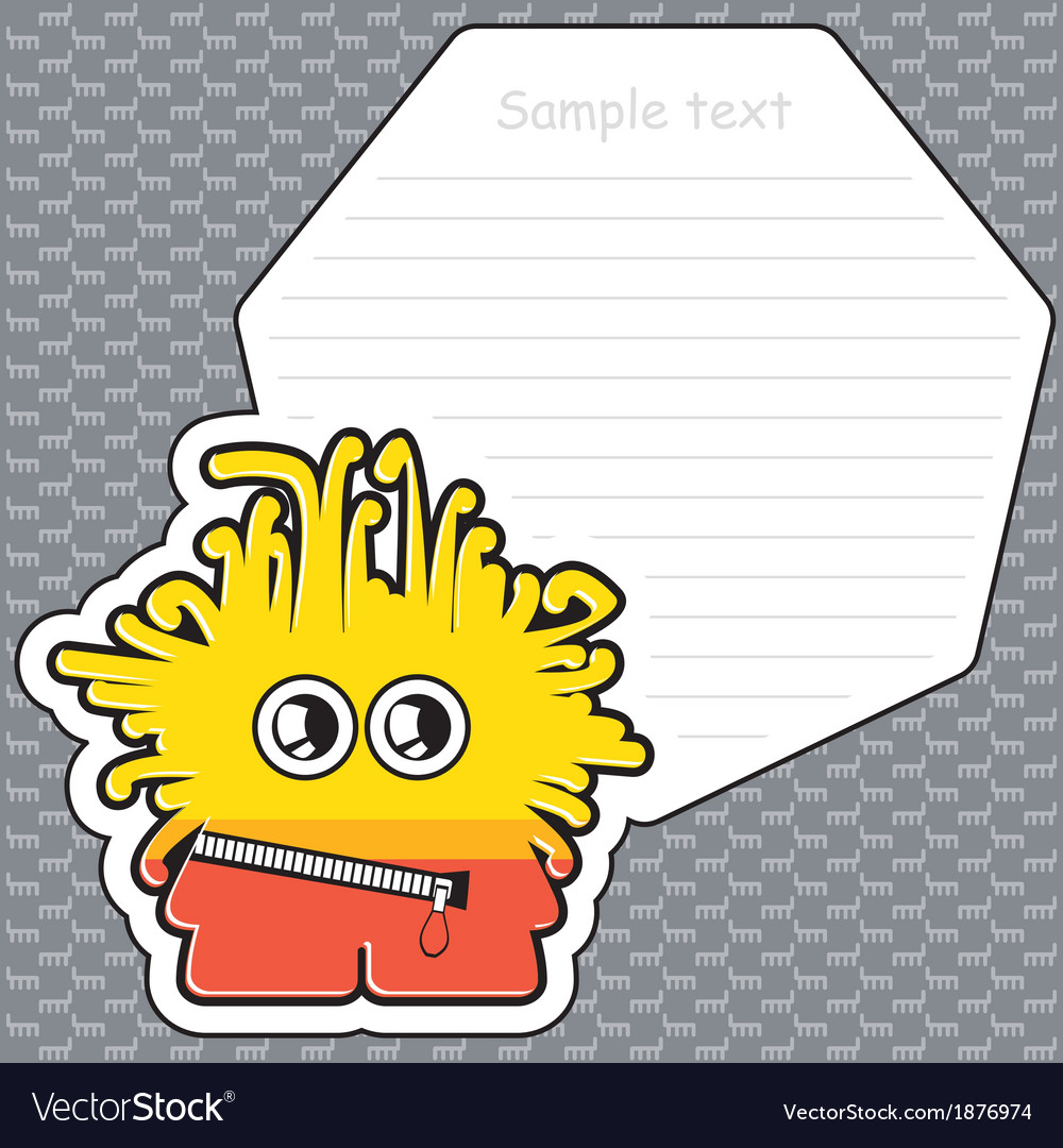 Cartoon monster with message cloud Royalty Free Vector Image