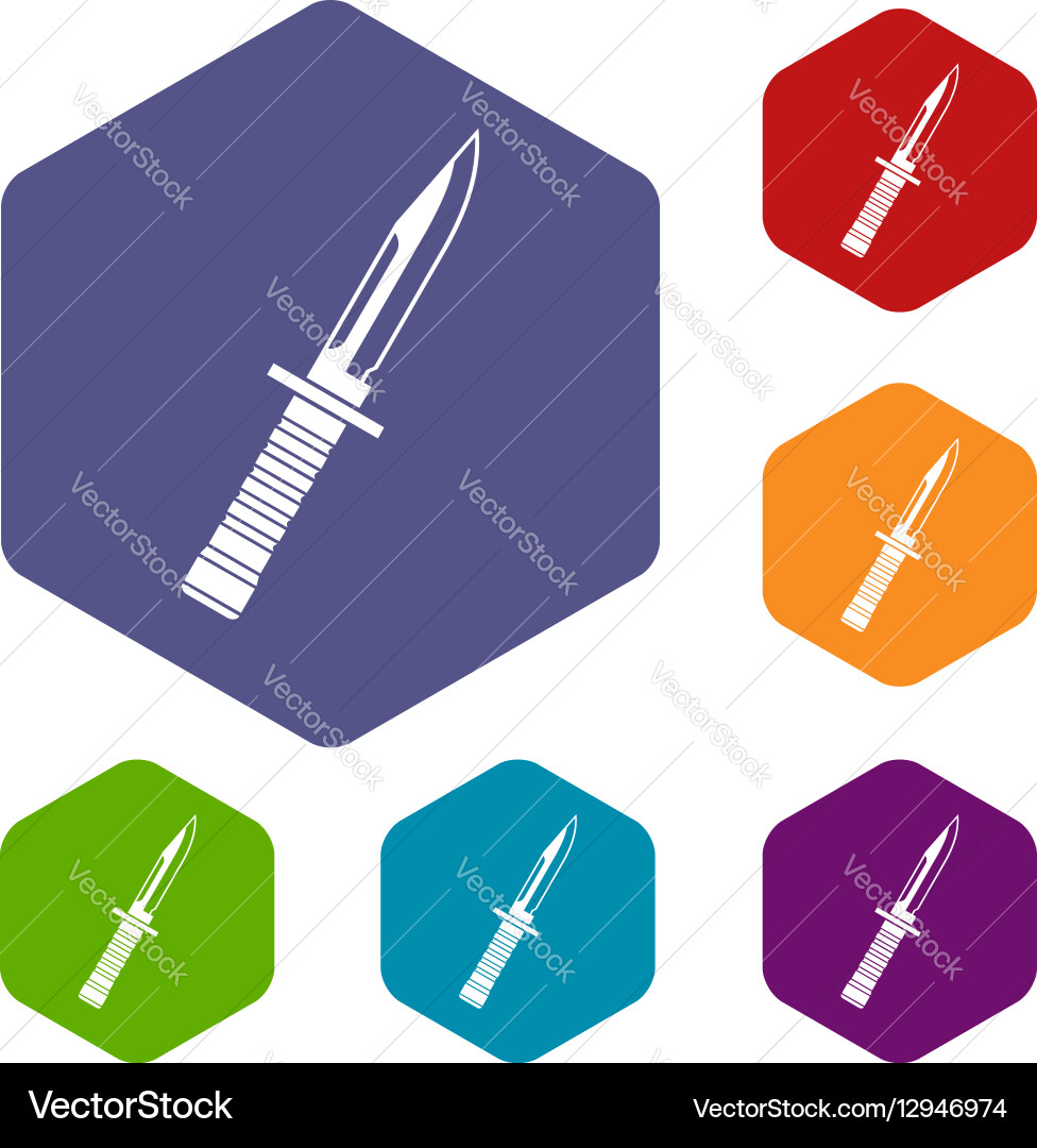Military knife icons set Royalty Free Vector Image
