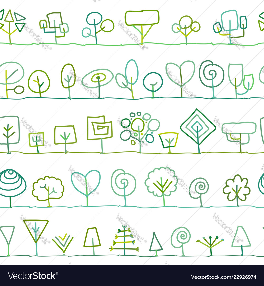 Seamless pattern with trees sketch for your Vector Image