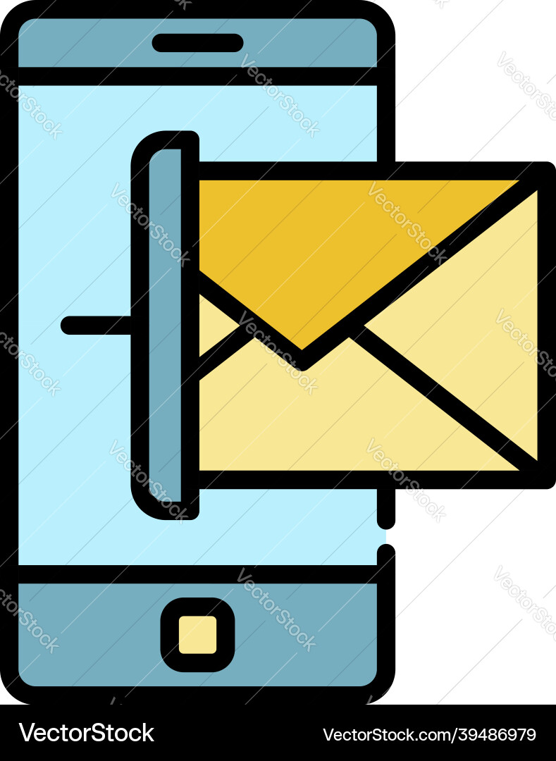 Smartphone and message icon color outline Vector Image