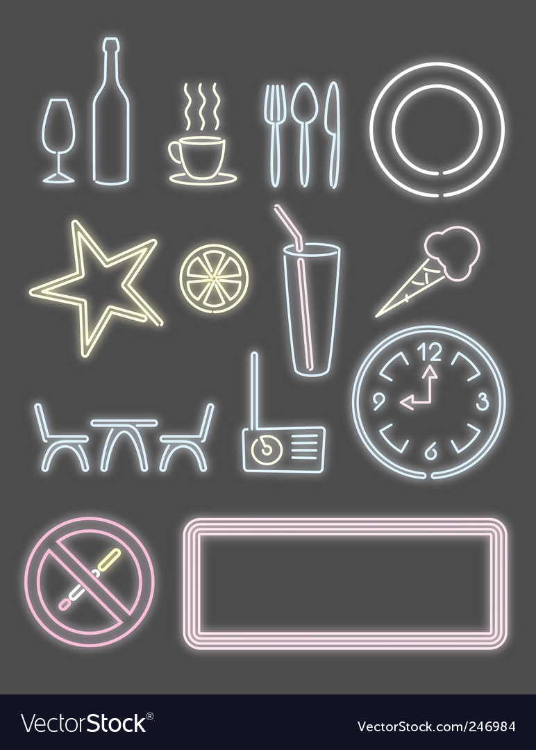 Neon light design elements Royalty Free Vector Image