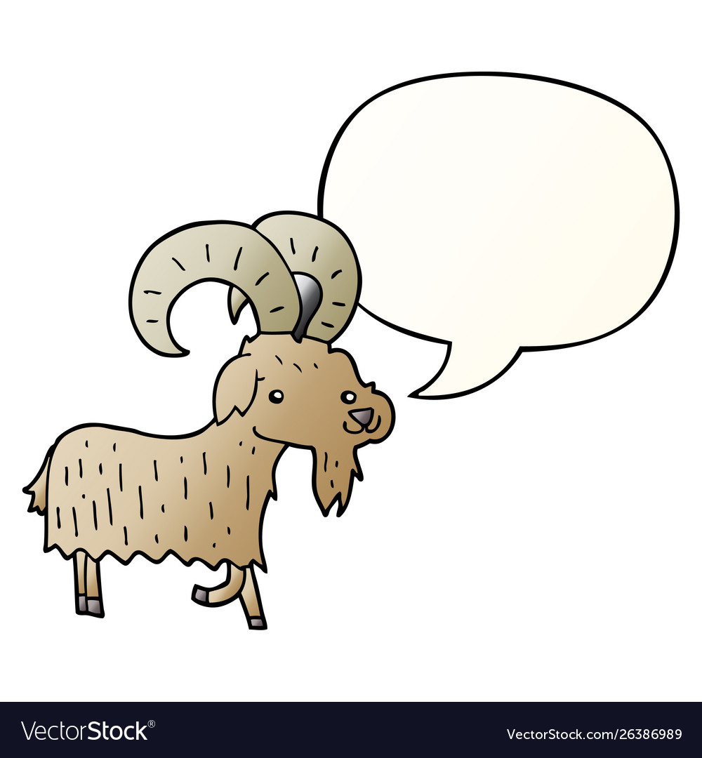 Cartoon goat and speech bubble in smooth gradient Vector Image
