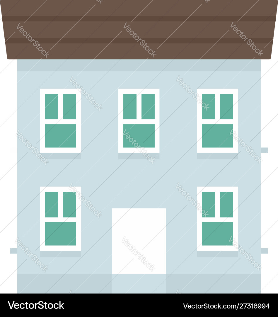 Blue city house icon flat style Royalty Free Vector Image