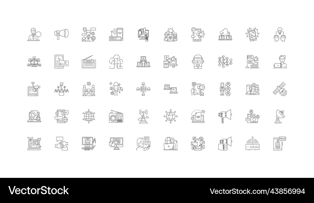 Connection ideas linear icons line signs set Vector Image