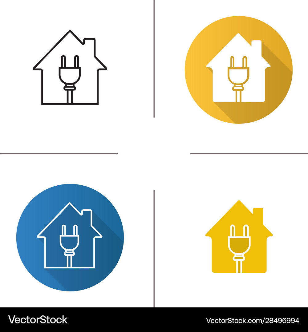 House with wire plug icon Royalty Free Vector Image