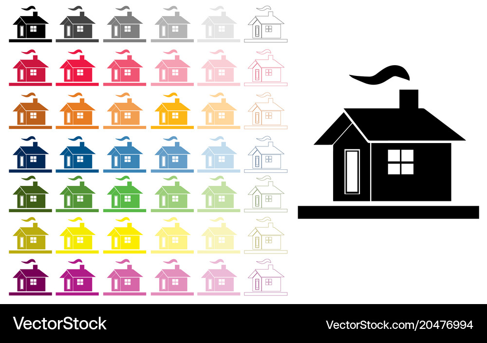 Houses set in multiple colors Royalty Free Vector Image