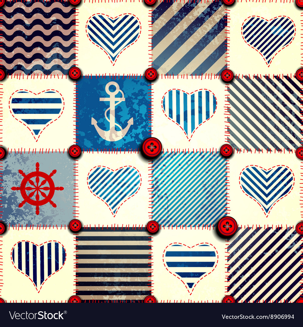 Patchwork in nautical style Royalty Free Vector Image