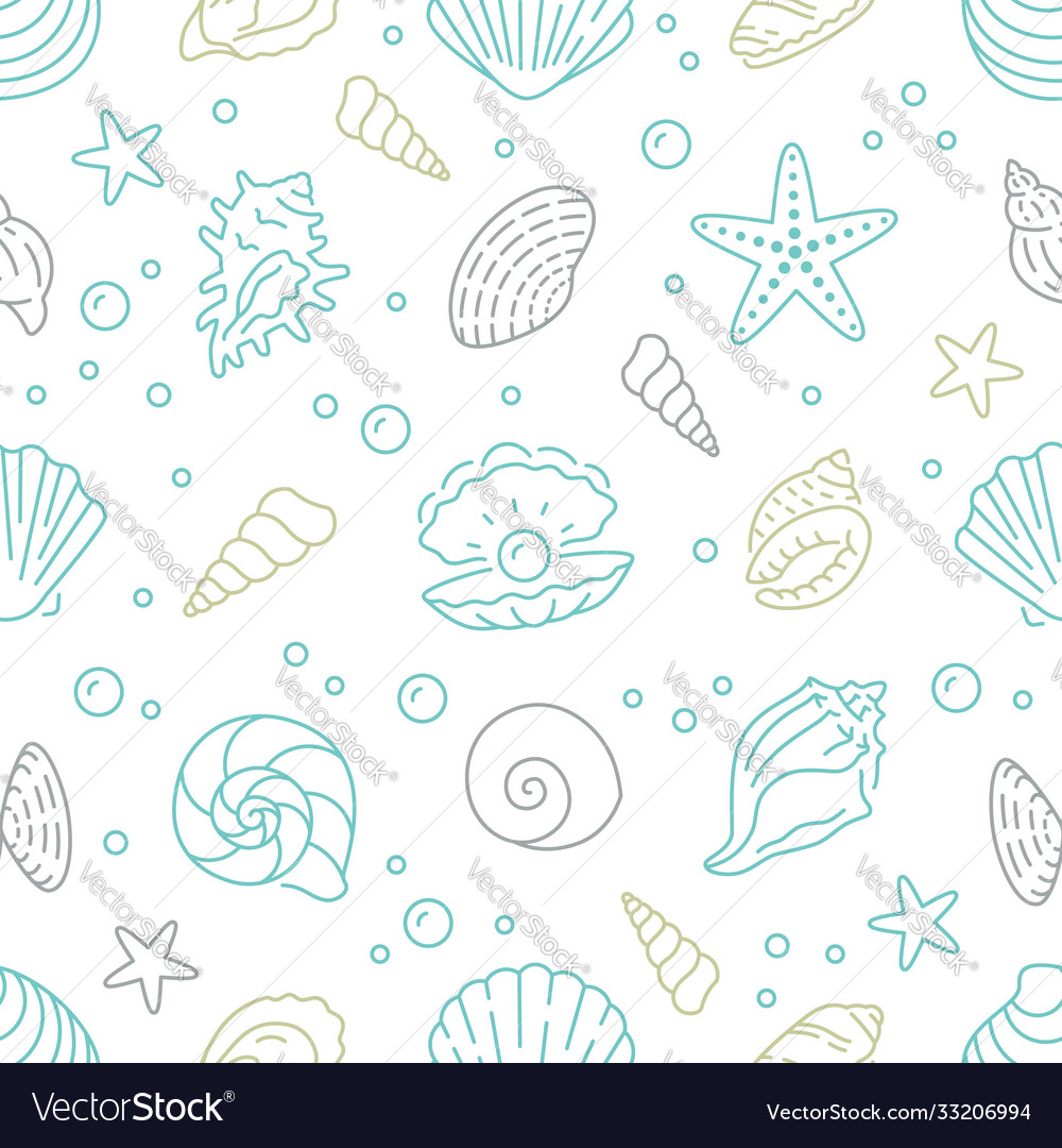 Seashell seamless pattern background Royalty Free Vector