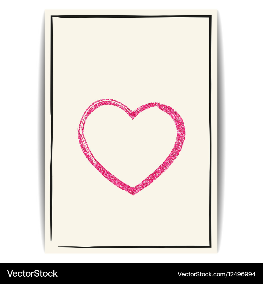 Valentine template with pink glitter heart Vector Image