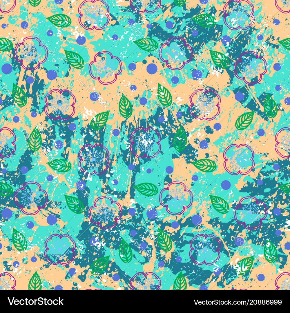 Floral grunge pattern with ditsy flowers Vector Image